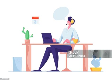 고객 지원 서비스 고객과 핫라인 채팅에 컨설턴트 텔레마케터 콜 센터 응답 인포 그래픽 문자 헤드셋 기술 전문 접수 원 만화 플랫 벡터 일러스트 사람들에 대한 스톡 벡터 아트