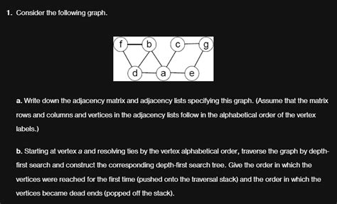 Solved Consider The Following Graph A Write Down The Chegg