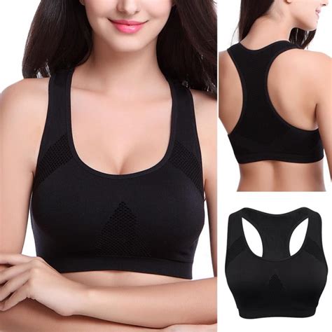 Women Racerback Wire Free Solid Casual Sports Bra