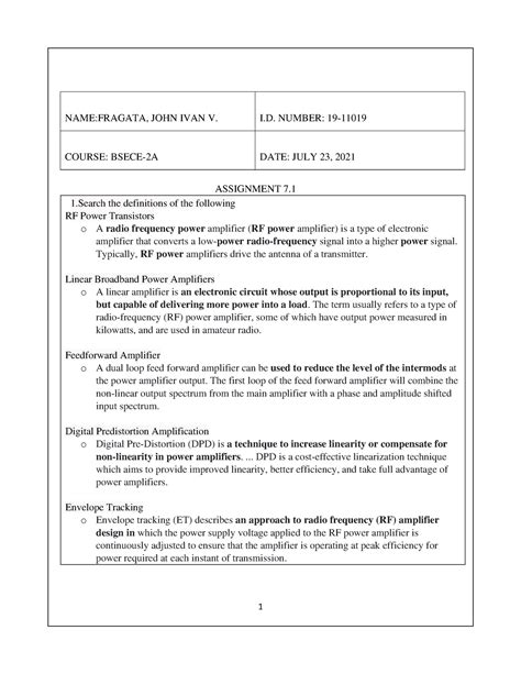 Assignment Fundamentals Of Electronic Communication Solved Problem NAME FRAGATA JOHN IVAN