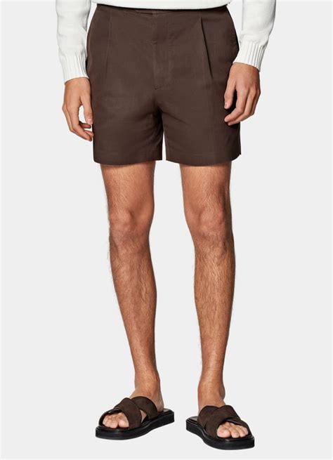 Mid Brown Straight Leg Shorts In Pure Cotton Suitsupply Suitsupply Us