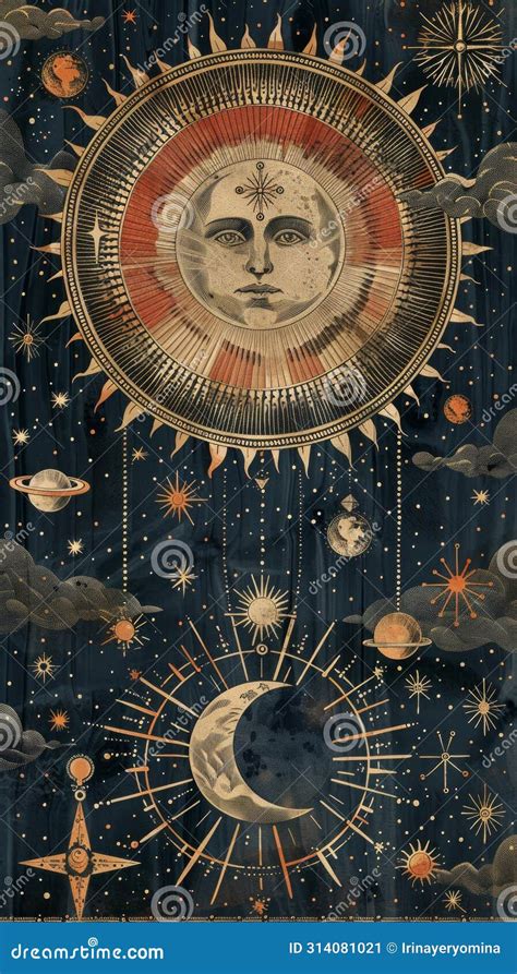 Vintage Astrological Celestial Chart Illustration Stock Image Image