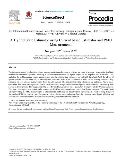 Pdf A Hybrid State Estimator Using Current Based Estimator And Pmu Measurements