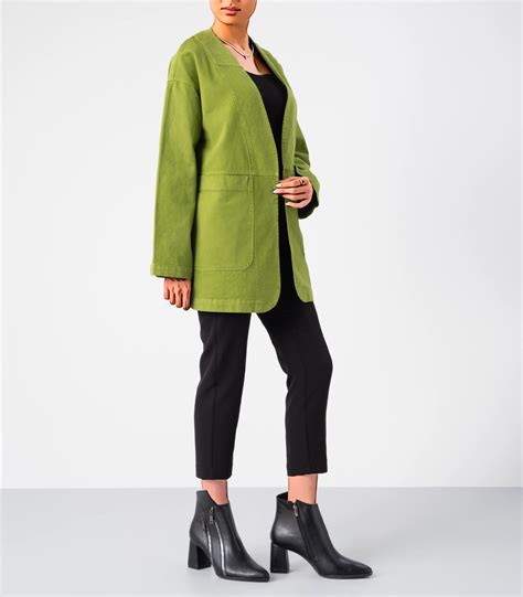 کت کتان بدون یقه برش دار 2021830 ناریان