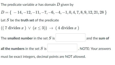 Solved The Predicate Variable X Has Domain D Given By D