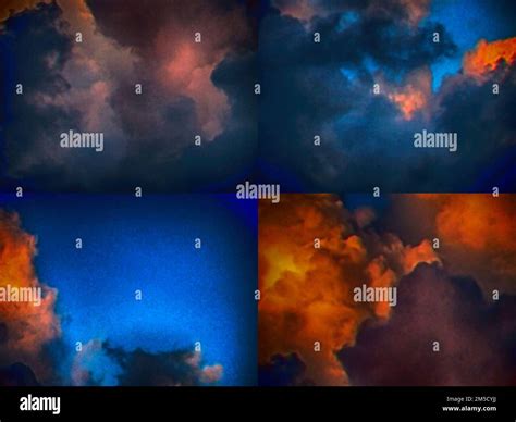 Colorful Clouds With Overlapping Rectangular Layers 3D Rendering Stock
