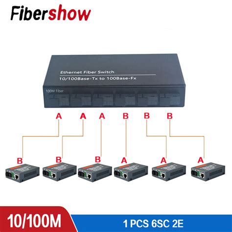 고속 이더넷 광섬유 미디어 컨버터 단일 모드 스위치 컨버터 탑 10 100m 20km 2 Rj45 및 6 Sc 광섬유