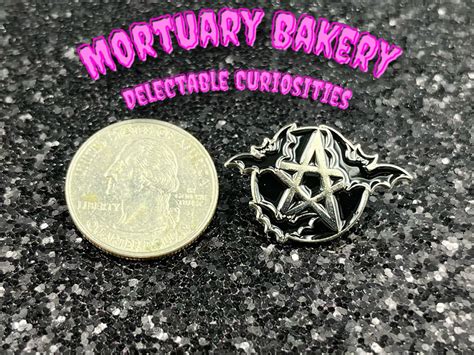 Pentagram Pin Pentagram Enamel Pin Bat Pin Bat Brooch Etsy