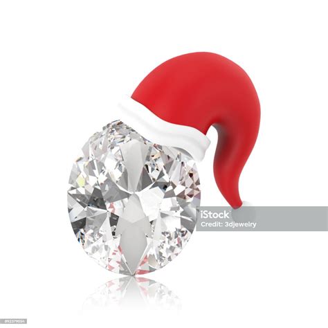 크리스마스 산타 클로스 모자에서 3d 그림 고립 된 타원형 다이아몬드 돌 0명에 대한 스톡 사진 및 기타 이미지 0명 12월 결정체 Istock