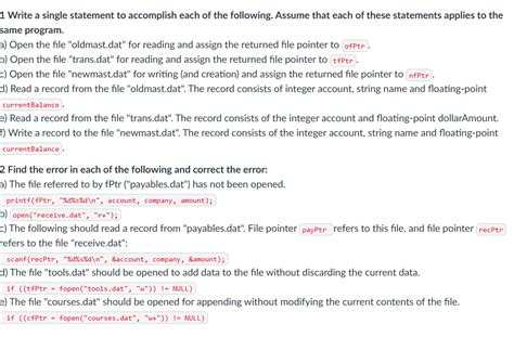 Solved 1 Write A Single Statement To Accomplish Each Of The Chegg Com