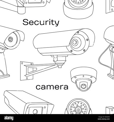 Security Camera Set Pattern Vector Illustration Isolated On White