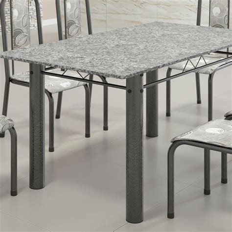 Conjunto De Mesa 6 Cadeiras Para Cozinha Dubai Madmelos Prata