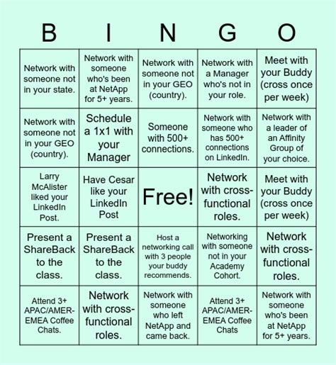 Networking Bingo Card