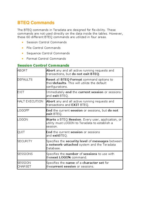 Bteq Commands Pdf File Format Sql