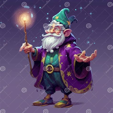 An Old Dwarf With Short Curly Green Hair Stock Illustration