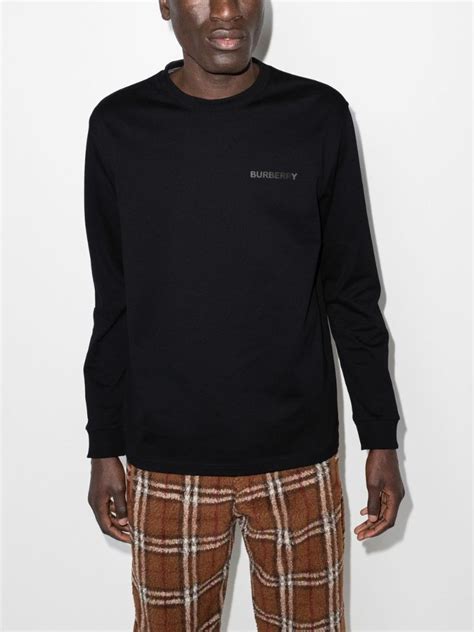 Burberry Black Long Sleeve Cotton T Shirt Browns