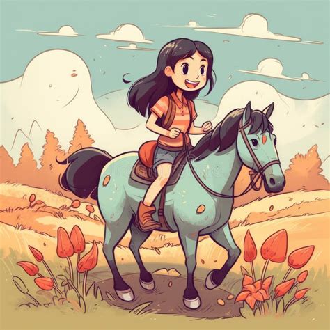 Young Girl Training Horse Riding Stock Illustrations 262 Young Girl