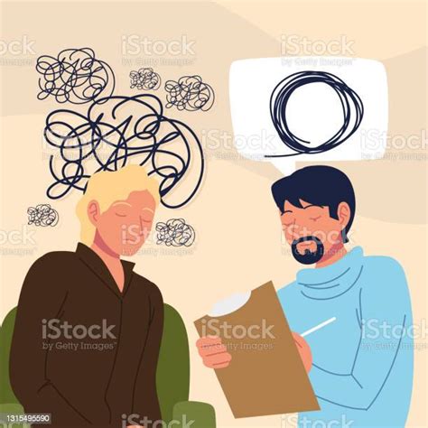 심리학자 치료 스트레스 걱정하는에 대한 스톡 벡터 아트 및 기타 이미지 걱정하는 건강 진단 건강관리와 의술 Istock