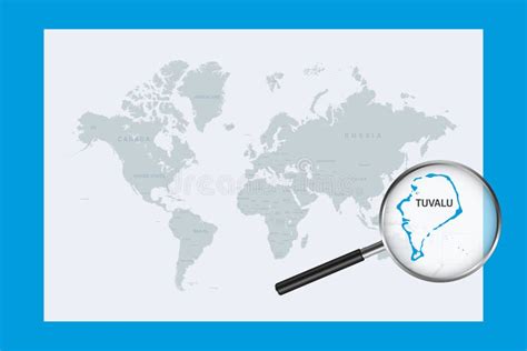 Map Of Tuvalu On Political World Map With Magnifying Glass Stock