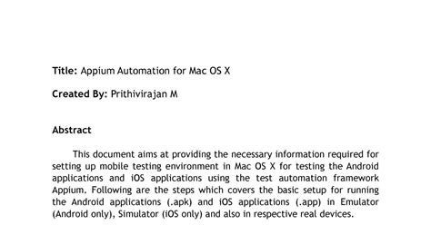 Appium Automation For Mac Osx Pdf Docdroid