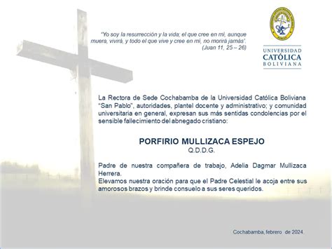 Aviso De Condolencia Sr Porfirio Mullizaca Espejo Universidad