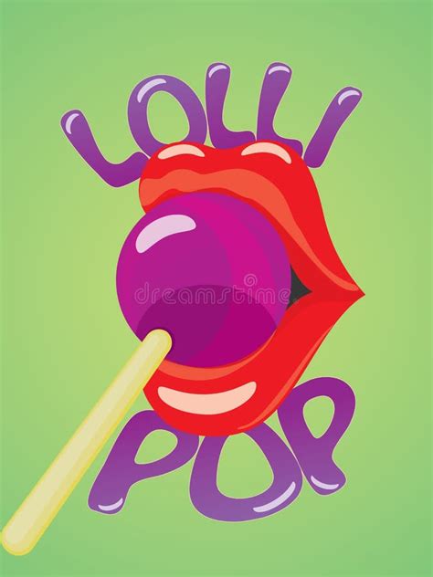 Lips And Lollipop Vector Illustration Stock Vector Illustration Of