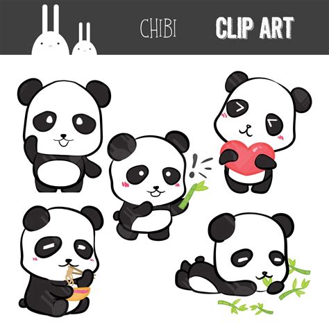 Chibi Pandas Clip Art Set Commercial And Personal Use Etsy