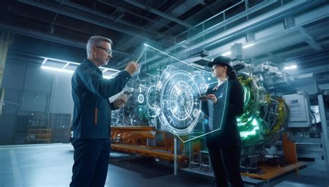 Premium Ai Image Two Industrial Engineers Use A Tablet Computer Virtual Visualisation Screen