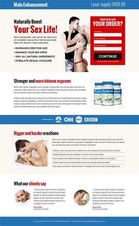 Male Enhancement Product Selling Lead Capture Landing Page Design Templates To Boost Your Sex