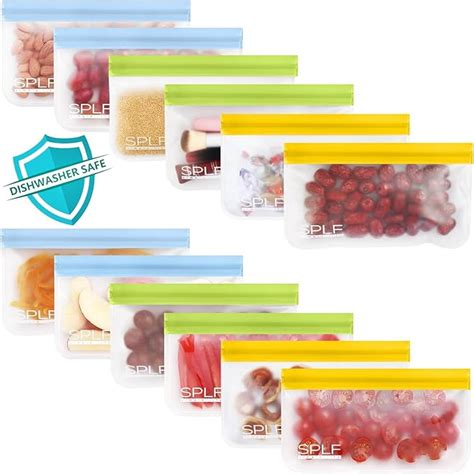 Amazon SPLF 12 Pack Dishwasher Safe Reusable Snack Bags BPA Free