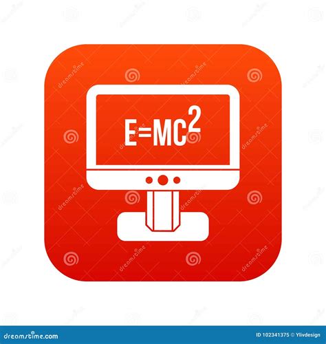 Monitor With Einstein Formula Icon Digital Red Stock Vector Illustration Of Isolated School