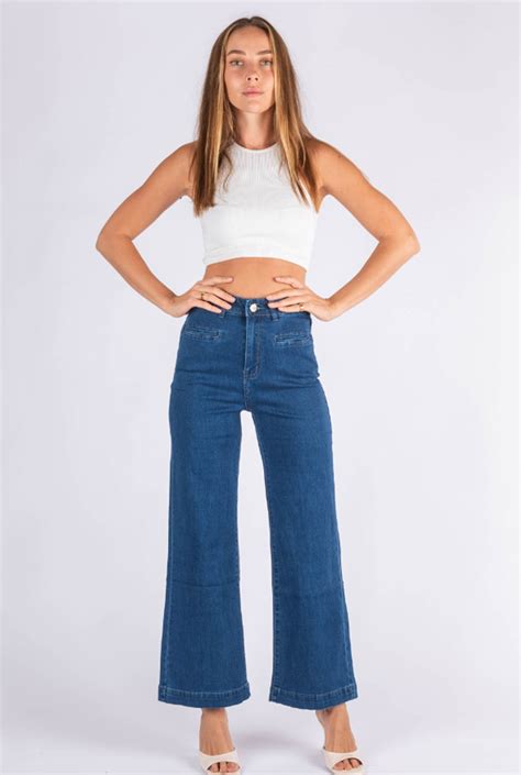 Wakee Denim Wide Leg Jeans Blue Essjai