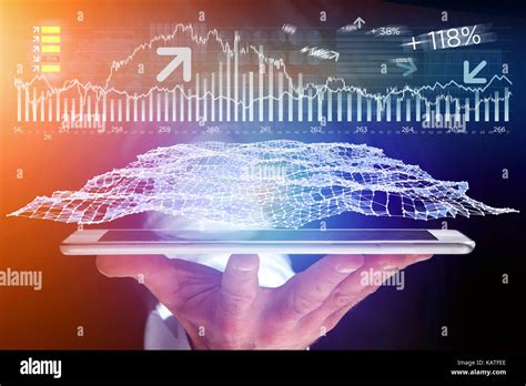 View Of A Trading Forex Data Interface On A Futuristic Tablet Interface Business Concept Stock