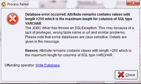 Database Error Using Write Database Operator Altair Community