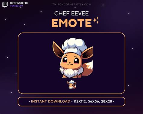Cute Chef Eevee Twitch Emote Eevee Master Chef Emote Eevee Lurk Emote