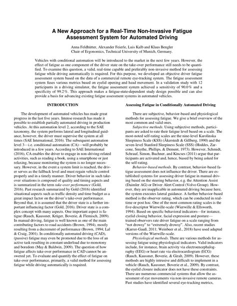 Pdf A New Approach For A Real Time Non Invasive Fatigue Assessment System For Automated Driving