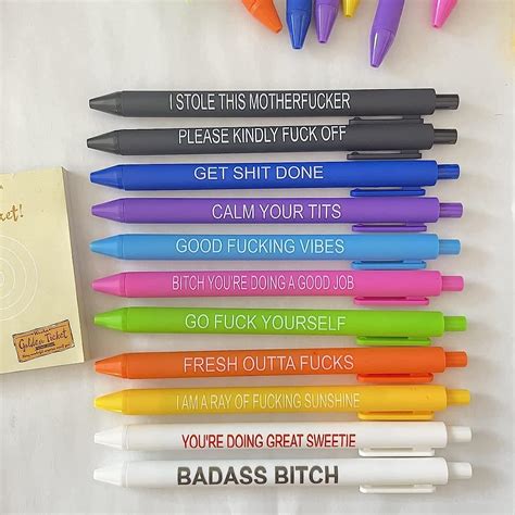 Rhsh 11pcs Pens With Sayings For Adults Swear Word Daily