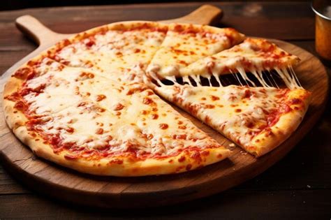 Classic Cheese Pizza Closeup Premium Ai Generated Image