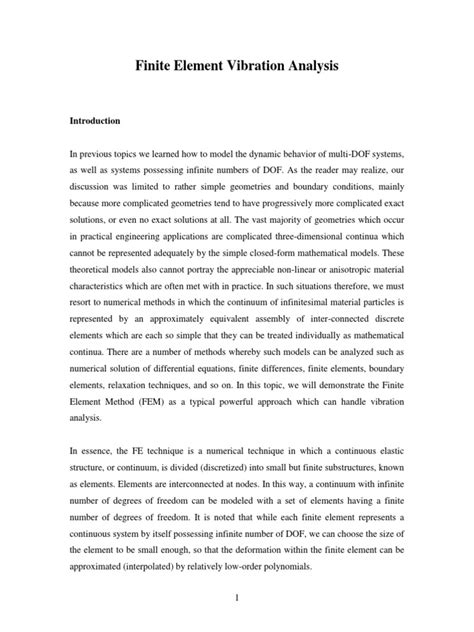 vibration analysis pdf finite element method matrix mathematics