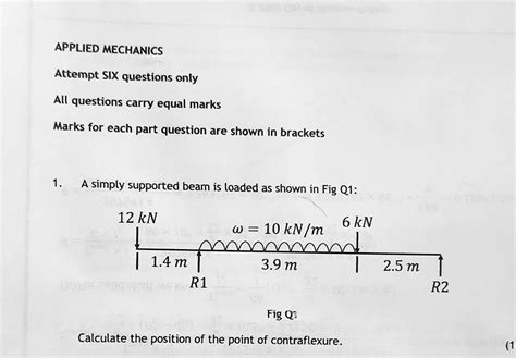Solved Applied Mechanics Attempt Six Questions Only All Questions Carry Equal Marks Marks For
