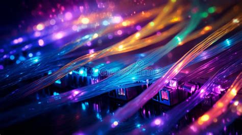 Neon Color Fiber Optic Cable Neural Network Ai Generated Stock Image Image Of Data Pink