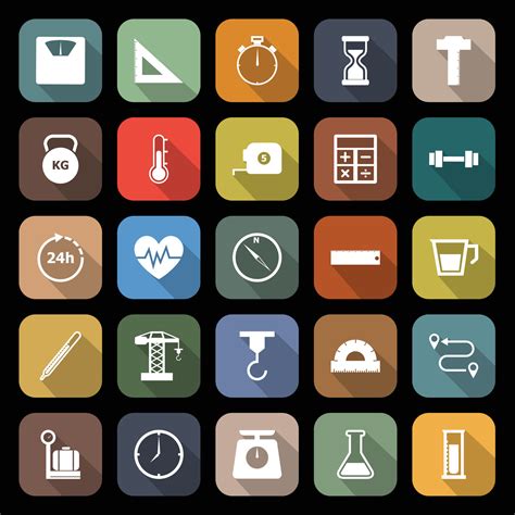 Measuring Flat Icons With Long Shadow 12197136 Vector Art At Vecteezy