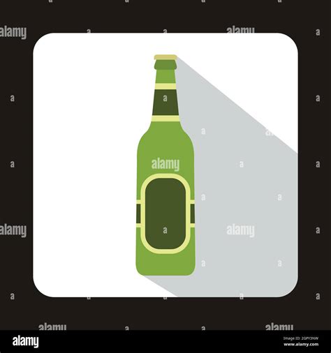 Green Bottle Of Beer Icon Flat Style Stock Vector Image And Art Alamy