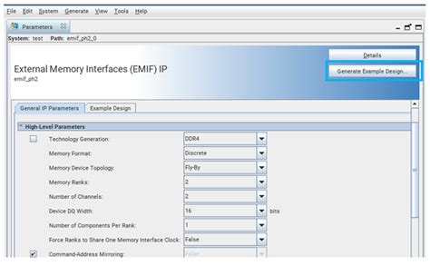 Generating The Synthesizable Emif Design Example