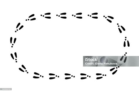 토끼 또는 토끼 발자국 흔적 토끼 발이 눈에 인쇄됩니다 토끼 발 단계 토끼 걸음 추적 빈 프레임 템플릿입니다 평면 스타일의 흰색 배경에 격리된 벡터 일러스트 레이 션 토끼에