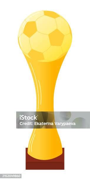 우승자 트로피 아이콘의 벡터 일러스트 레이 션 에서 축구 와 백색 배경 절연 통하고 있는 스포츠 경기에서 승리의 상징인 황금 공 포스터 아이콘 카드 로고에 대 한 그림입니다