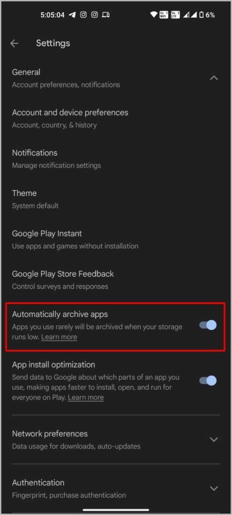 how to automatically archive apps on android to save space techwiser