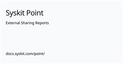 External Sharing Reports Syskit Point