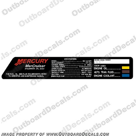 Mercruiser Mx 6 2 Mpi Flame Arrestor Specification Decal