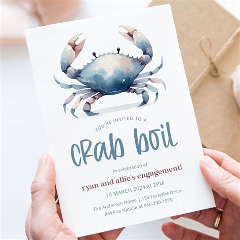Crab Boil Invitation Printable Editable Corjl Template Seafood Boil